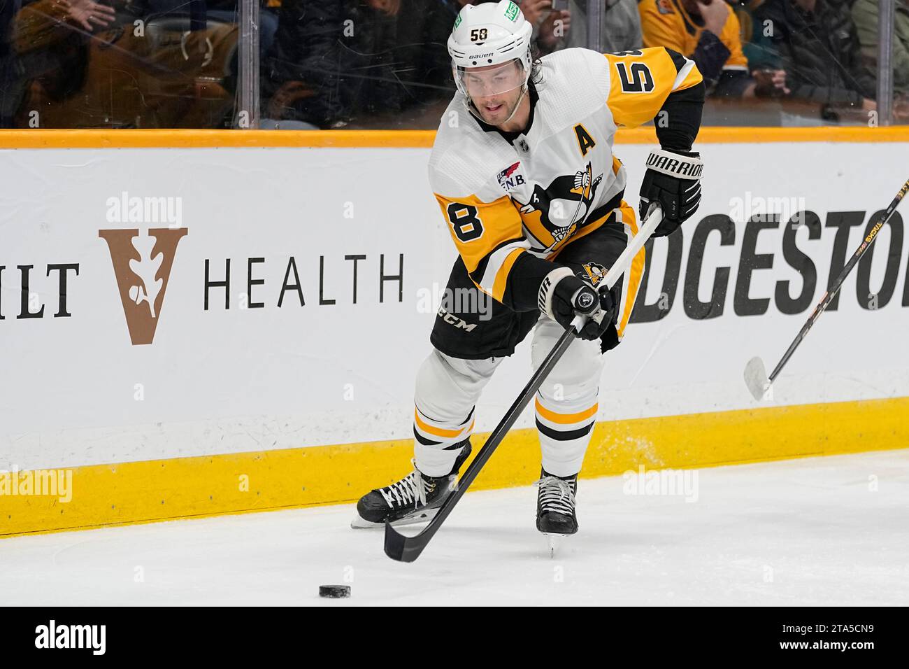 Pittsburgh Penguins defenseman Kris Letang (58) plays during the second ...