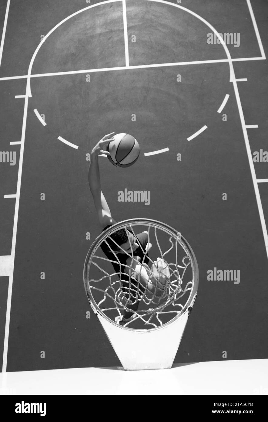 Caucasian basketball player of team in action, motion in jump. Concept ...