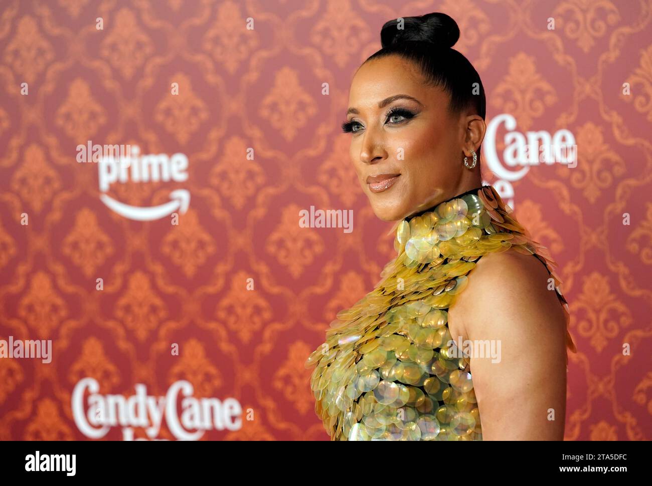 Robin Thede poses at the premiere of the film "Candy Cane Lane" at the ...