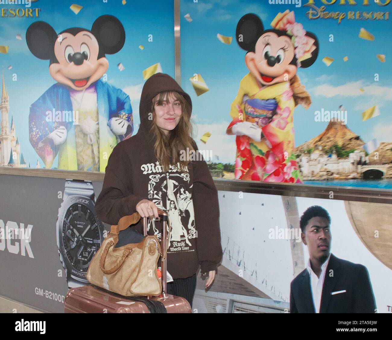 Victoria De Angelis of Maneskin is seen arrival at Narita International ...