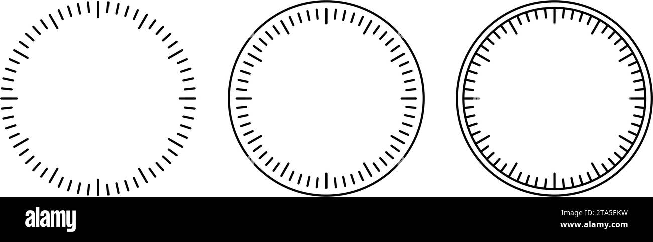 Blank mechanical clock face divided into seconds and minutes. Round ...