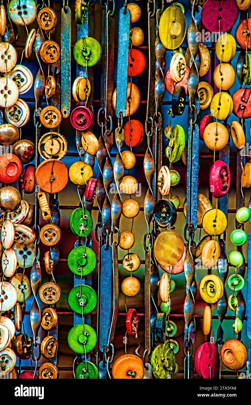 Strings of colourful buttons Stock Photo - Alamy