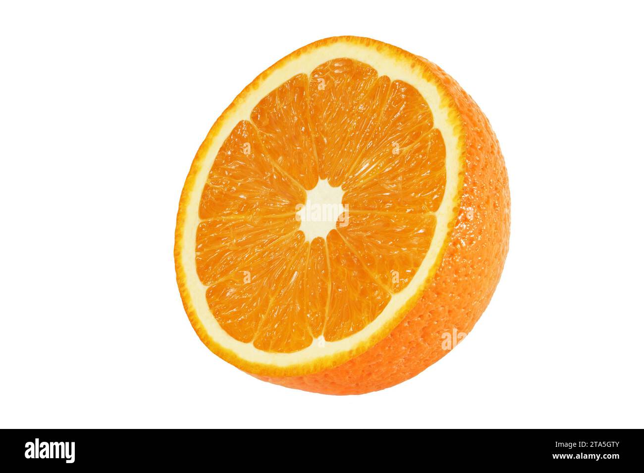 cut orange halves isolated on white background Stock Photo - Alamy