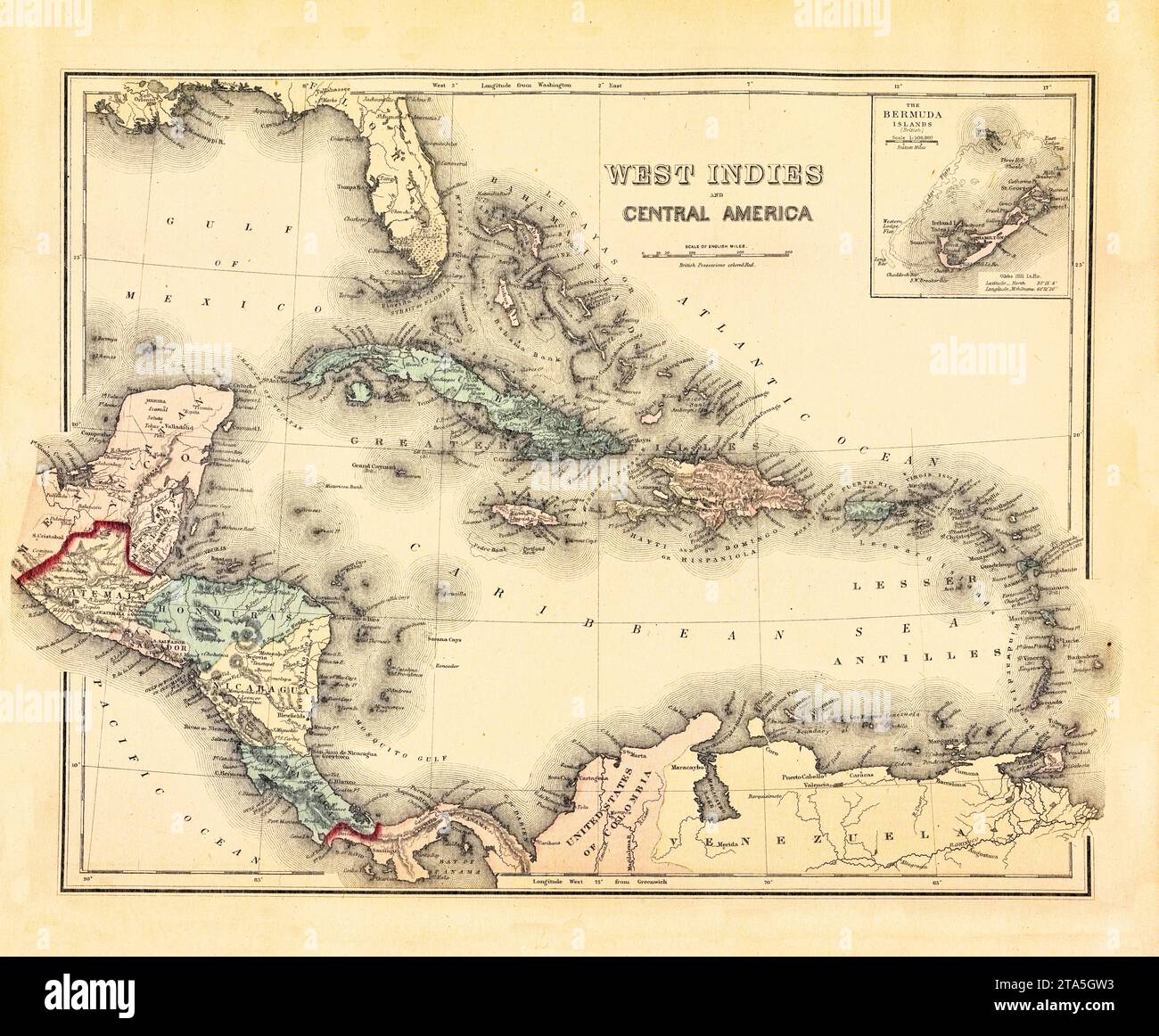 Old map of central america hi-res stock photography and images - Alamy