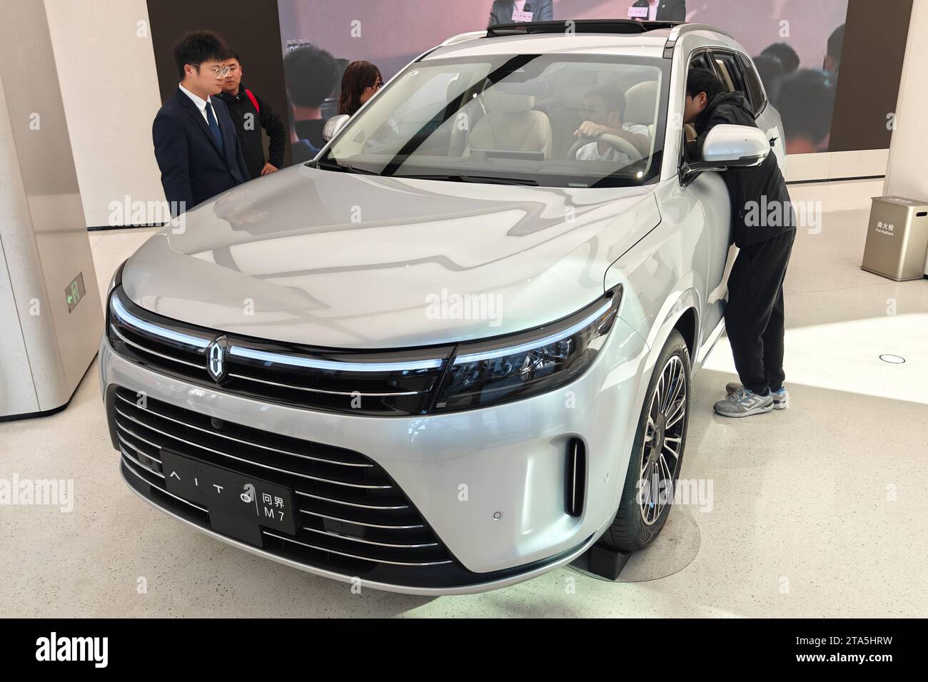 SHANGHAI, CHINA - NOVEMBER 29, 2023 - Customers look at a new energy ...