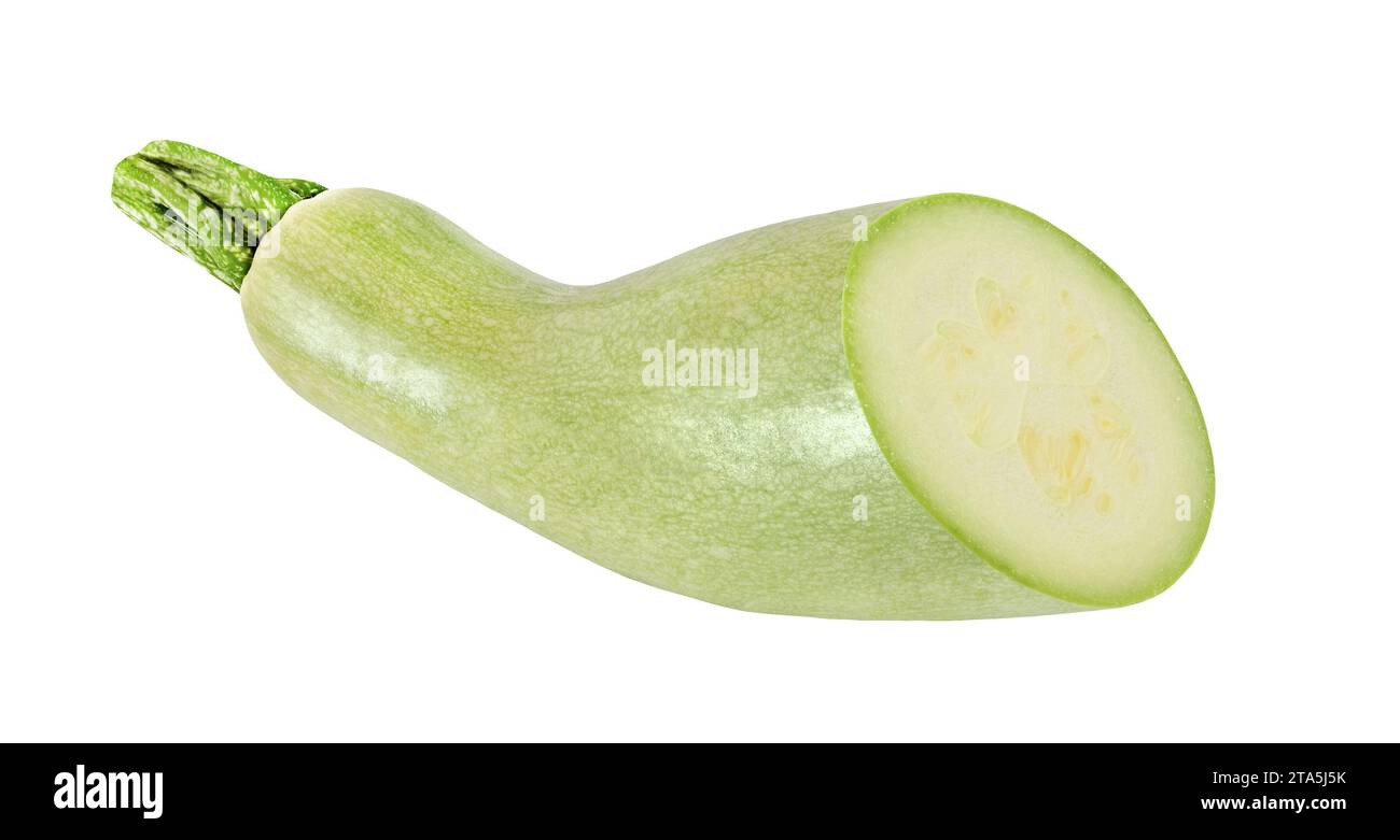 cut light green zucchini isolated on white background with clipping ...