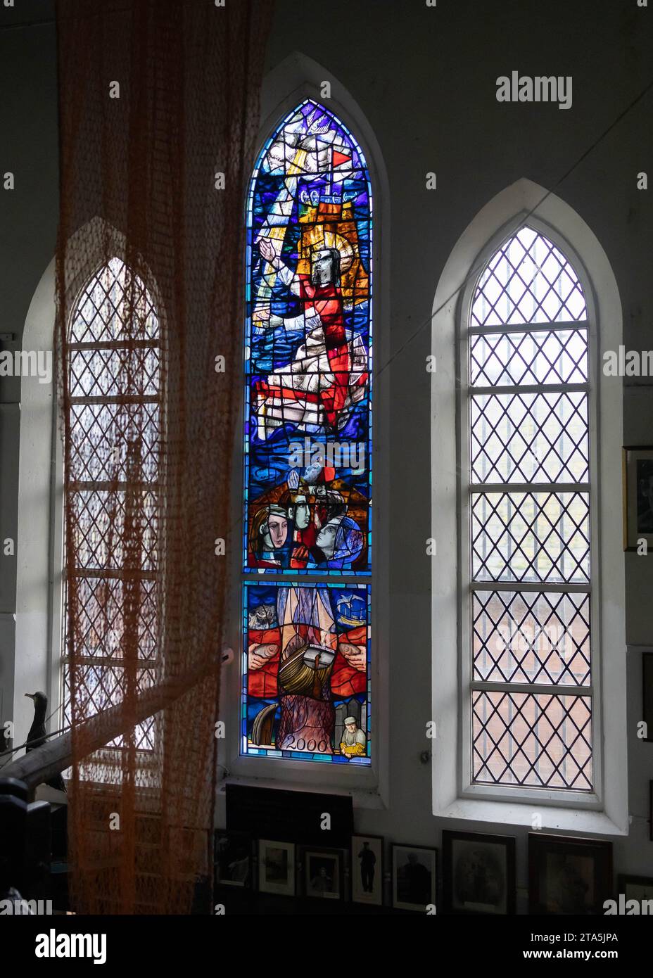 Stained Glass Arch Window in Fisherman's Museum Stock Photo - Alamy