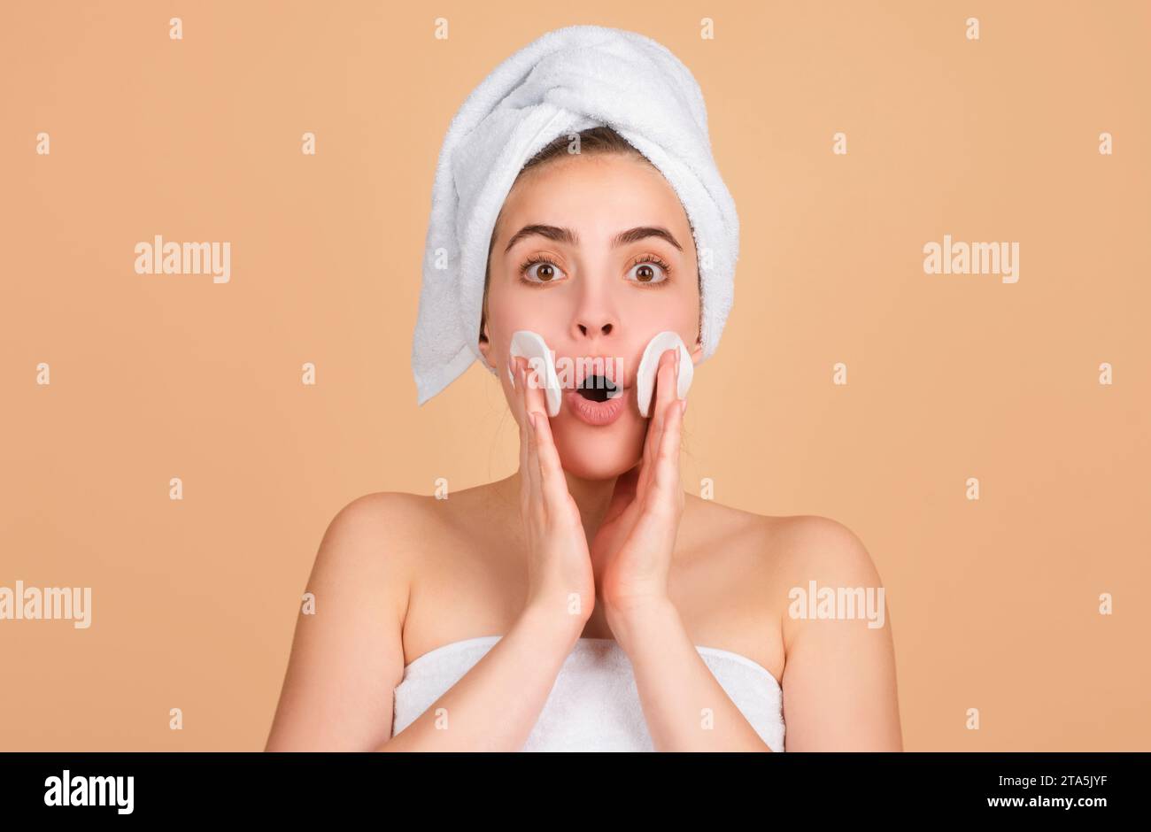 Excited Beautiful Woman With Clean Skin Girl Beauty Face Care Facial