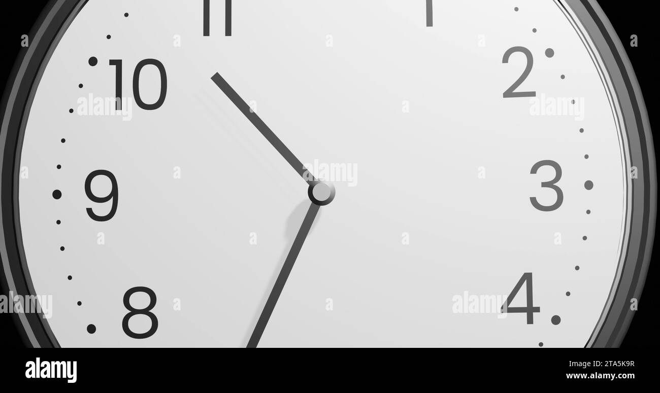 White clock showing 10 35 o'clock on white background Stock Photo - Alamy