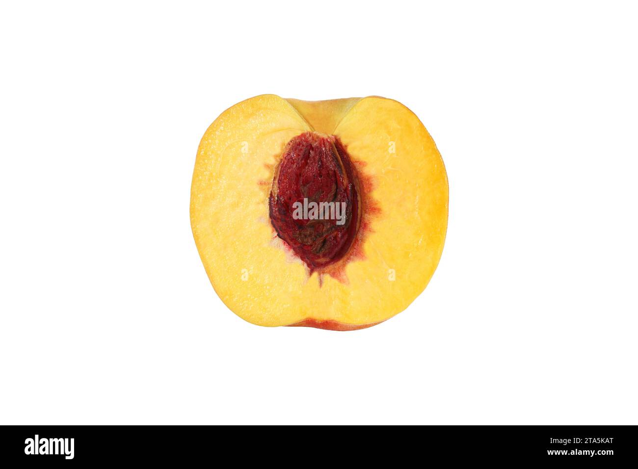 Half peach with stone isolated on white background with clipping path ...