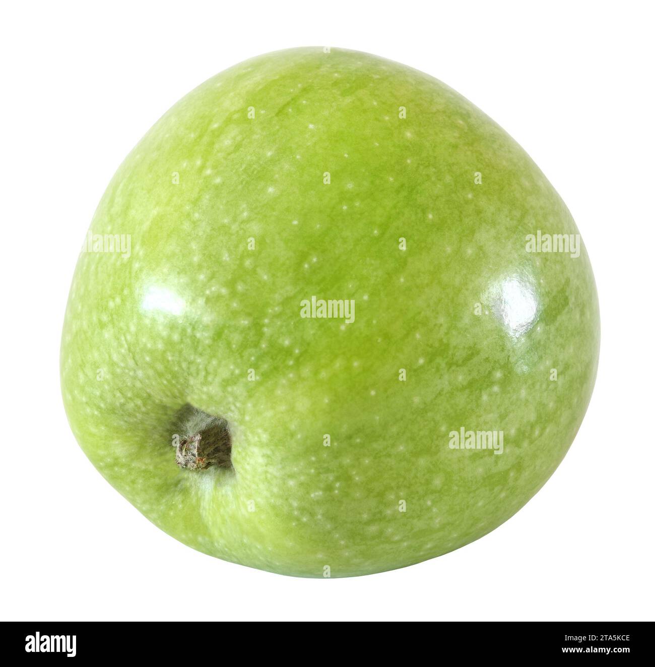 one whole green apple fruit isolated on white background with clipping ...