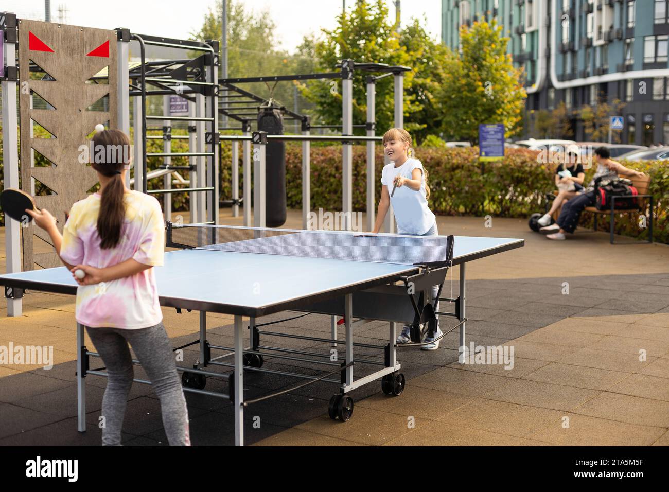 Photography of table tennis area in the public park. Street ping-pong ...