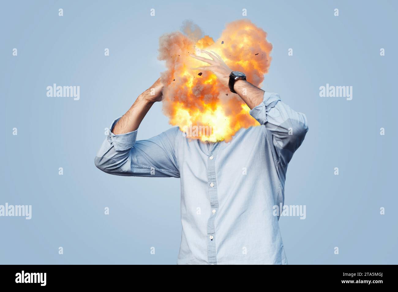 Creative business man with head explosion, creative idea. Stressed ...