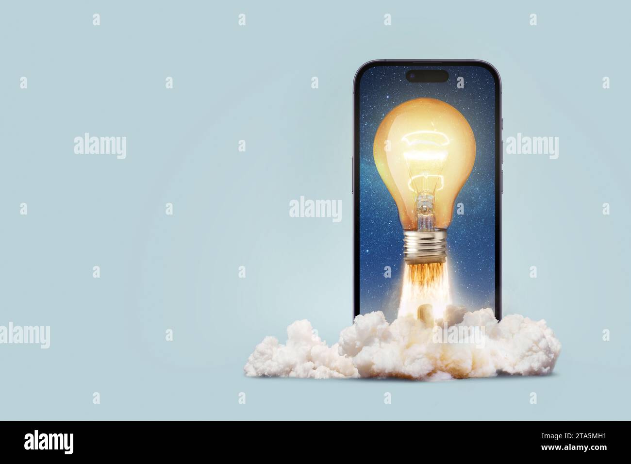 Creative burning light bulb takes off with smoke and blast from a ...