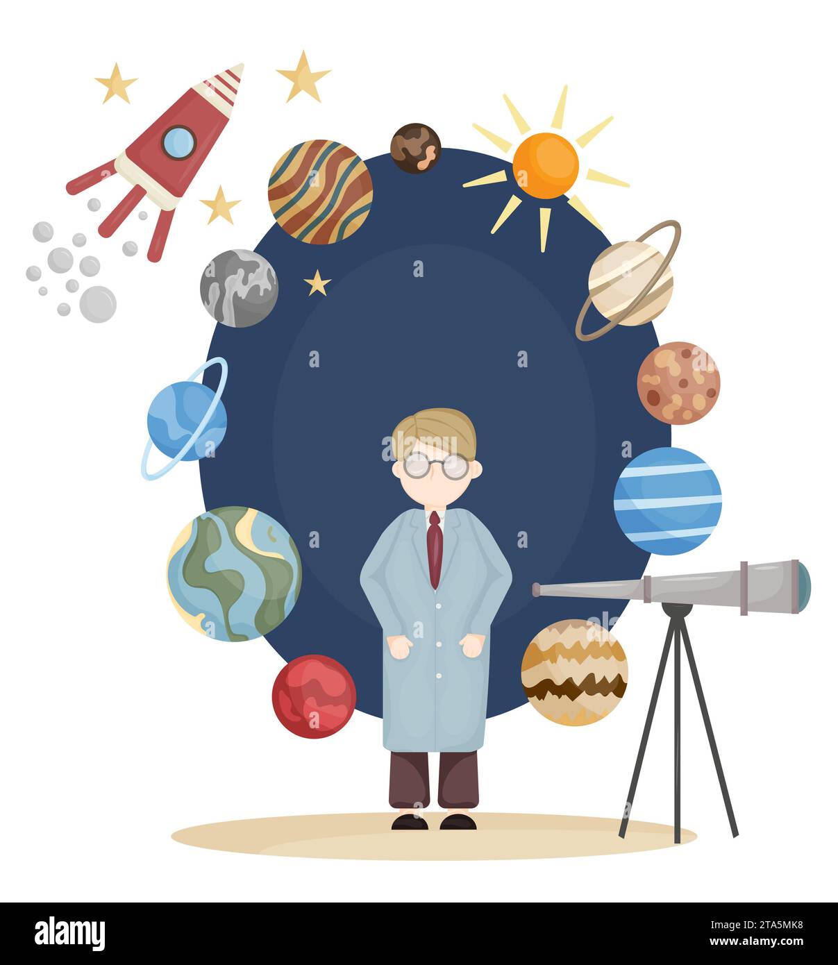 Cute graphics space scientist experimental equipment illustration ...