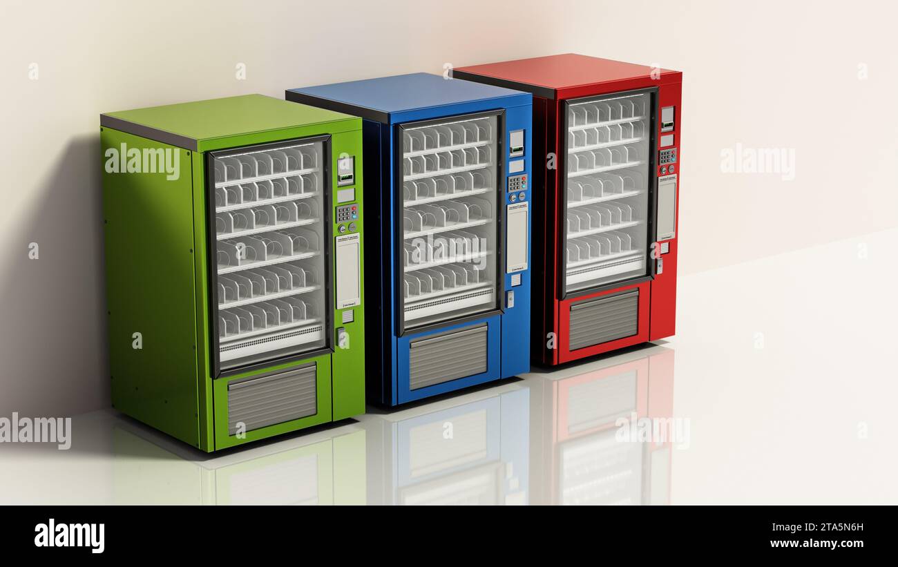 Vending machines in a row. 3D illustration Stock Photo - Alamy