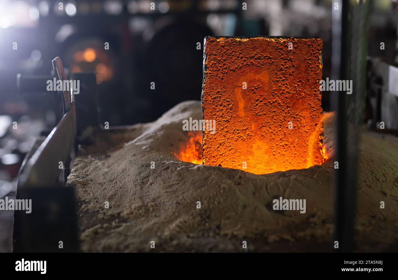 Foundry - ferrous metal is melted in an induction furnace of ...