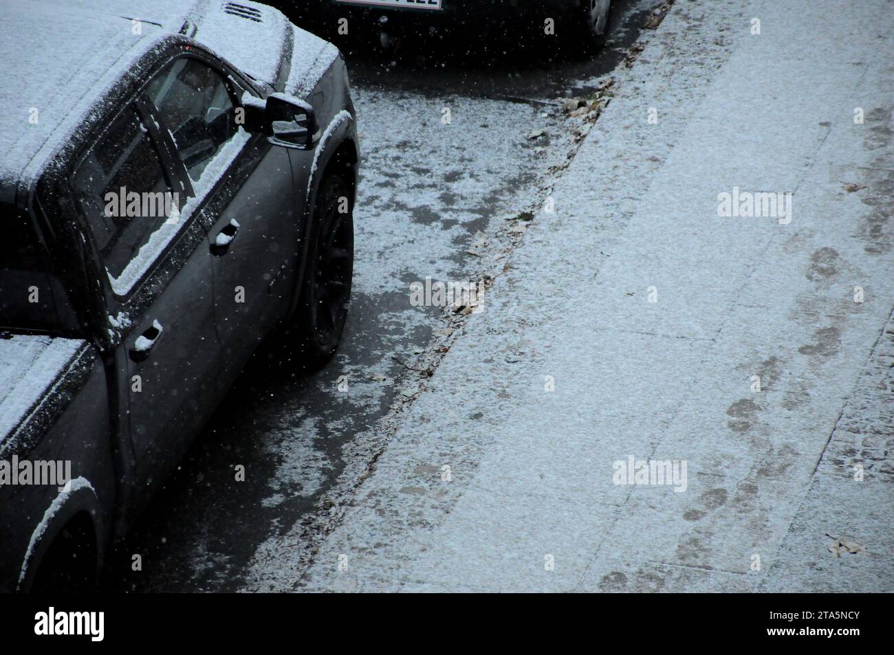 Copenhagen, Denmark /29 November 2023/Snow fall start in Kastrup danish ...