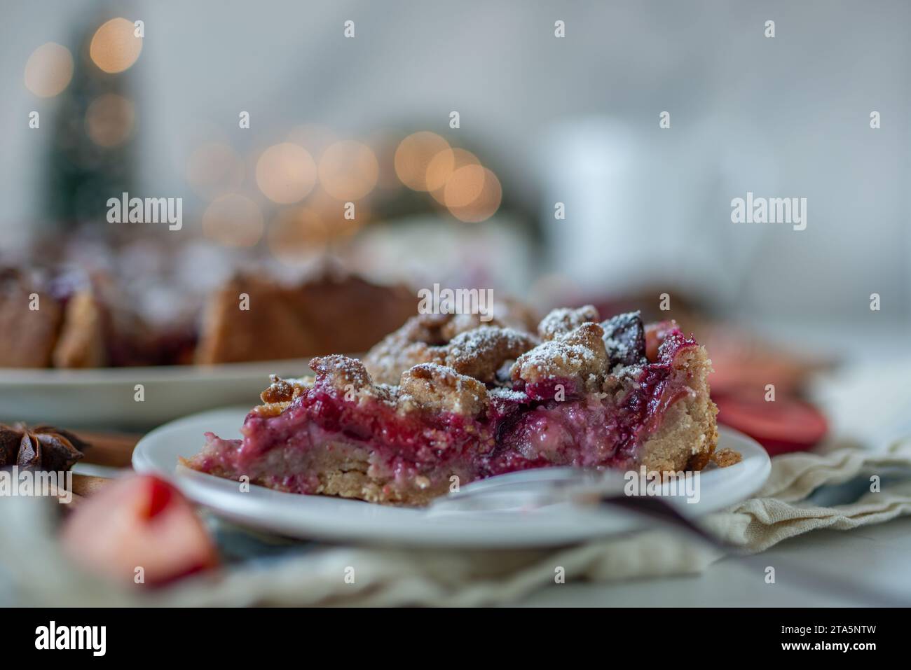 Homemade open pie with plums Stock Photo - Alamy