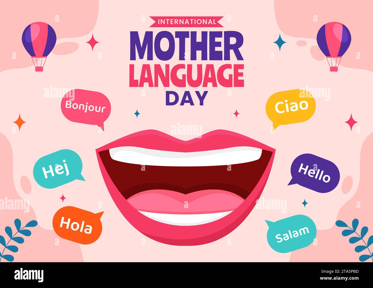 Mother Language Day Social Media Background Flat Cartoon Hand Drawn ...
