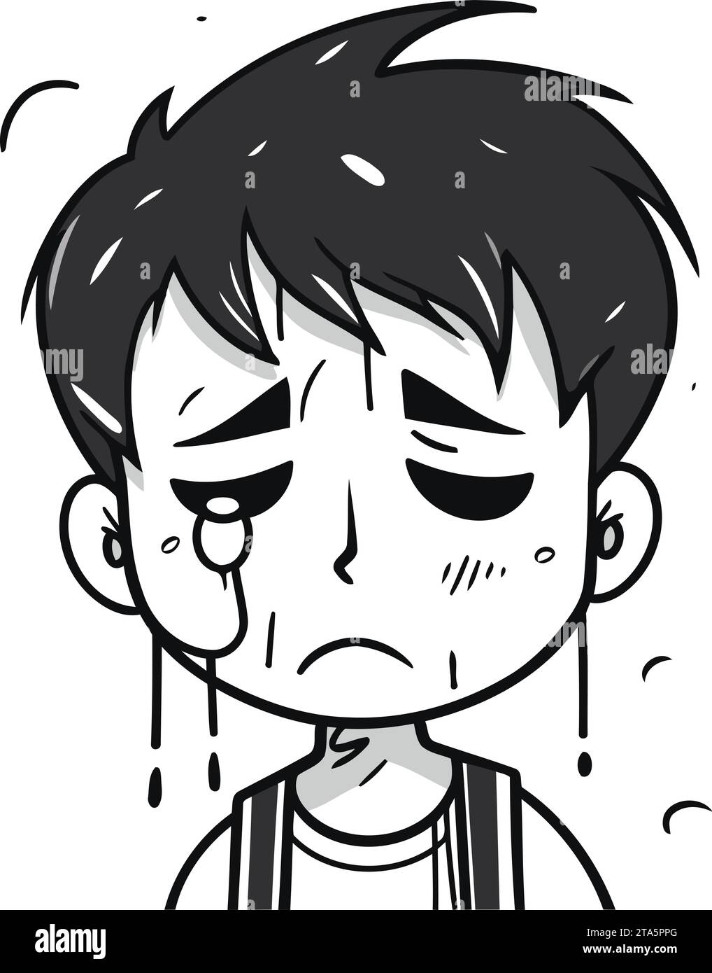 Illustration boy crying hand drawn Cut Out Stock Images & Pictures - Alamy