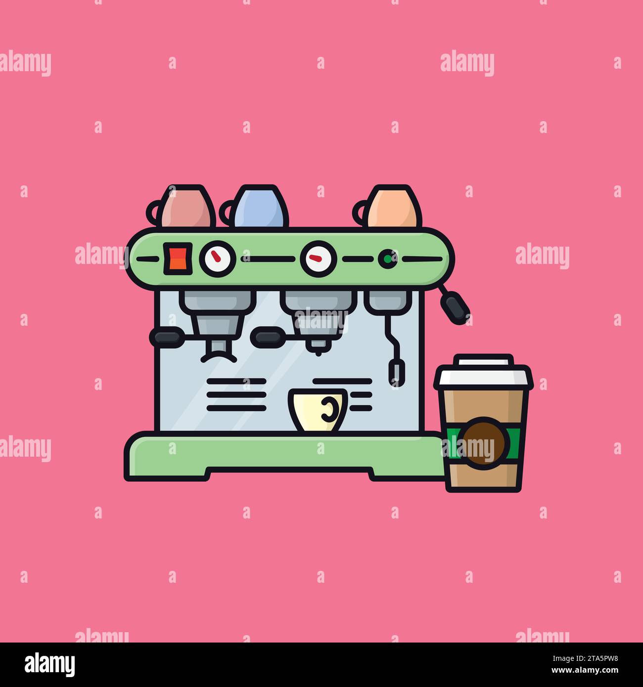 Professional Italian Espresso machine vector illustration for Barista ...