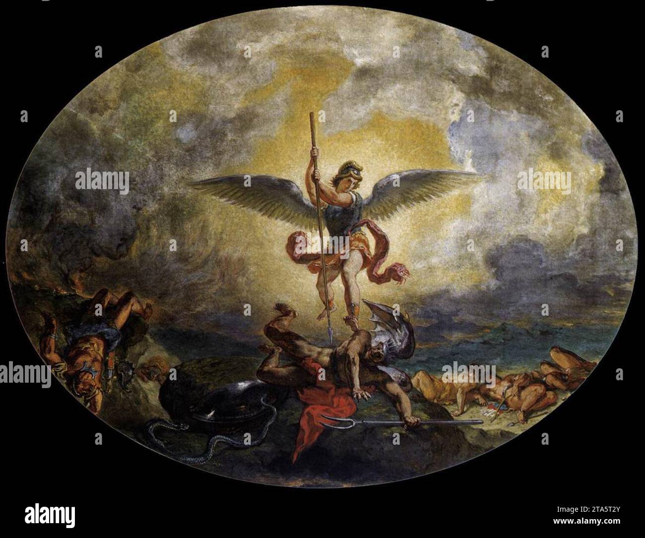 St Michael defeats the Devil 1854-61 by Eugene Delacroix Stock Photo ...