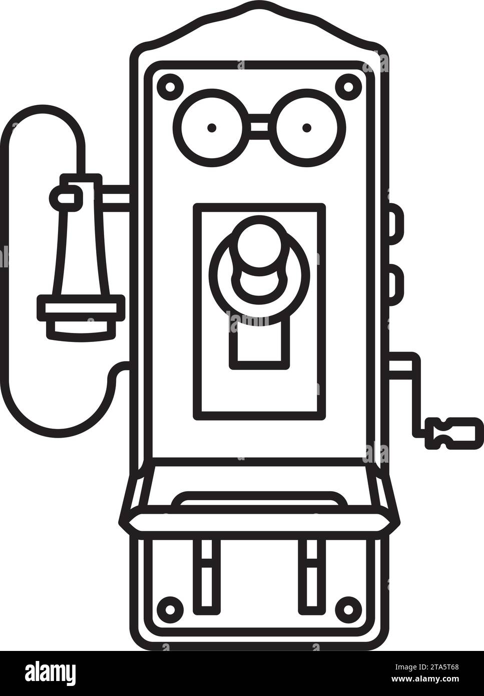 Very early vintage landline telephone vector line icon for Alexander ...