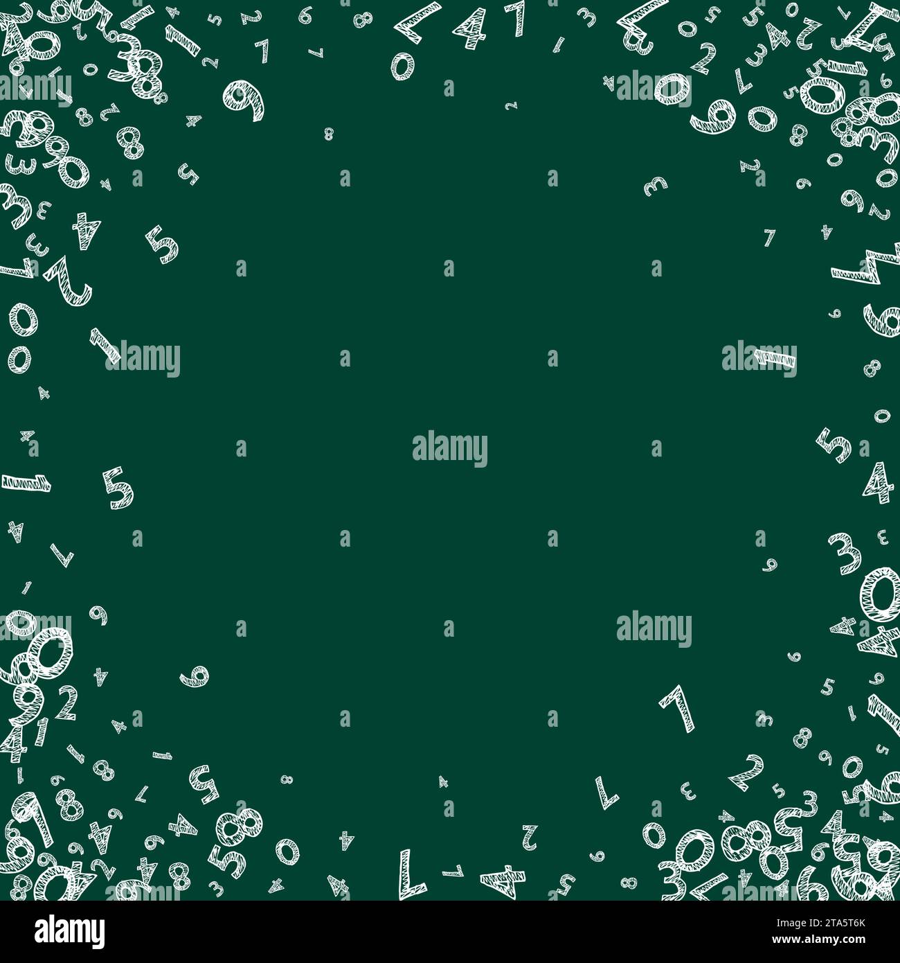 Falling childish chalk numbers. Math study concept with flying digits ...