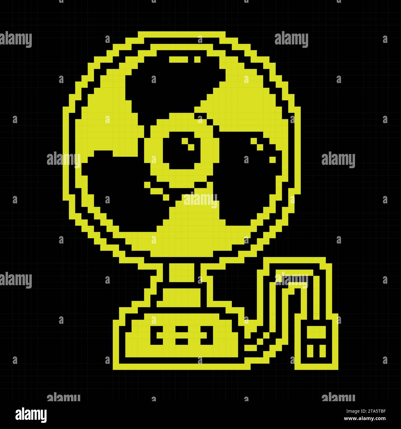Pixel silhouette icon, electric fan for cooling room during hot summer ...