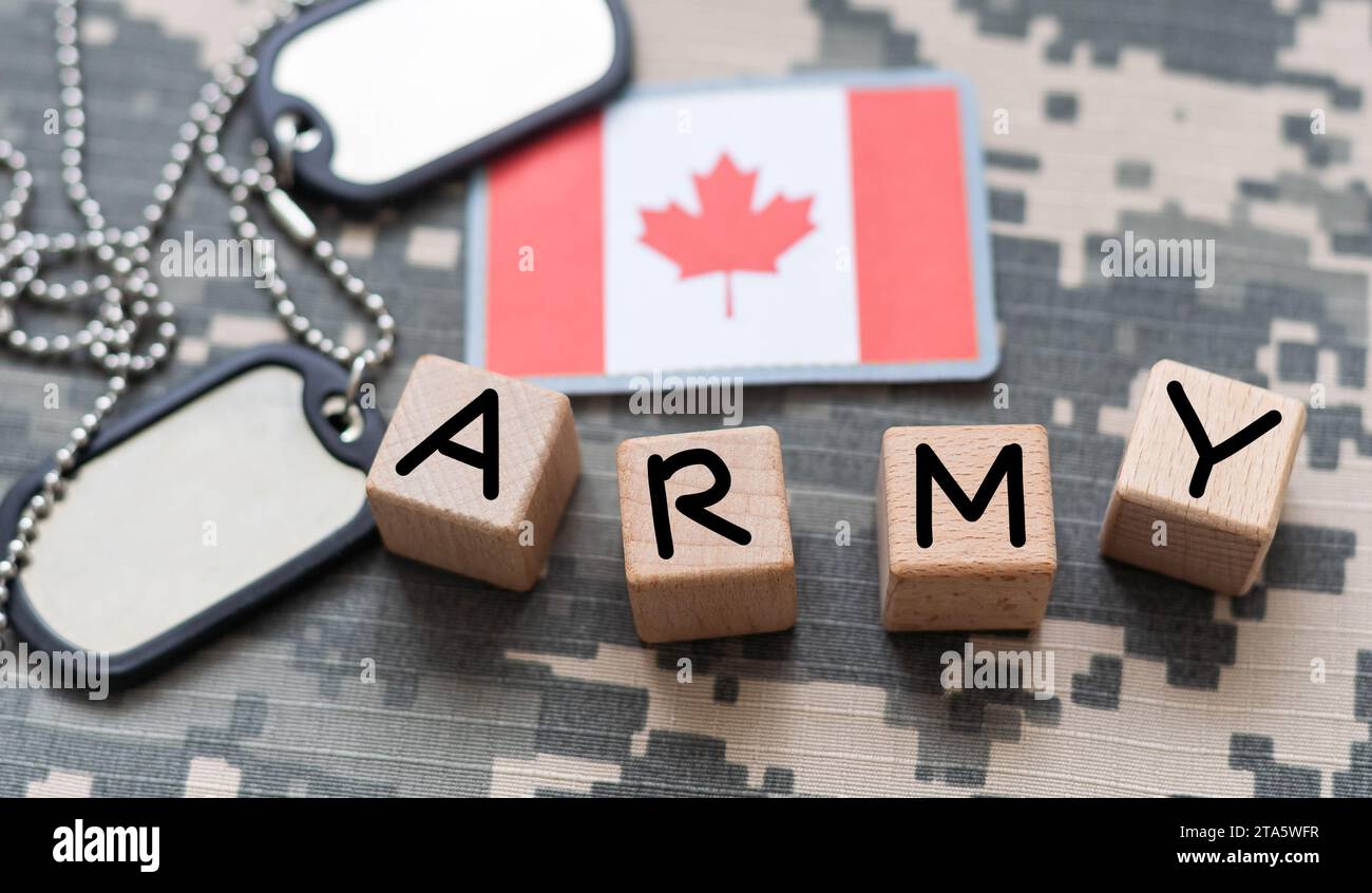 Flag of Canada on military uniform. Canadian soldiers. Army of Canada ...