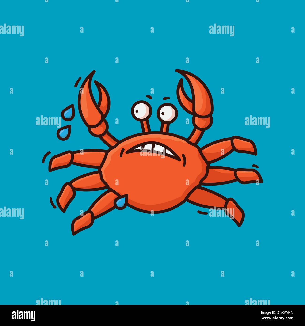 Crab running in fear cartoon vector illustration for Crab Meat Day on ...
