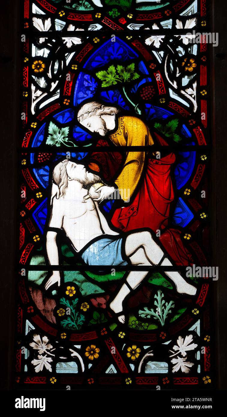 Good Samaritan stained glass, St. Paul`s Church, Broadwell ...