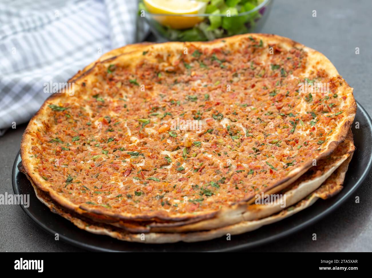 Turkish foods; Turkish pizza -Lahmacun Stock Photo - Alamy