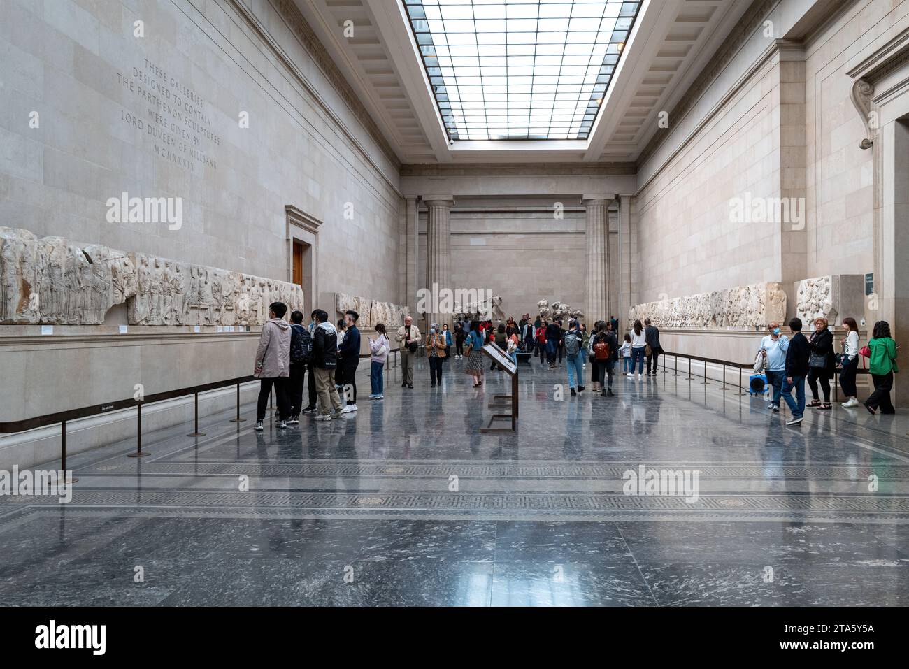 London, UK - 18 April 2022: The Elgin Marbles gallery of the British Museum., a collection of ...