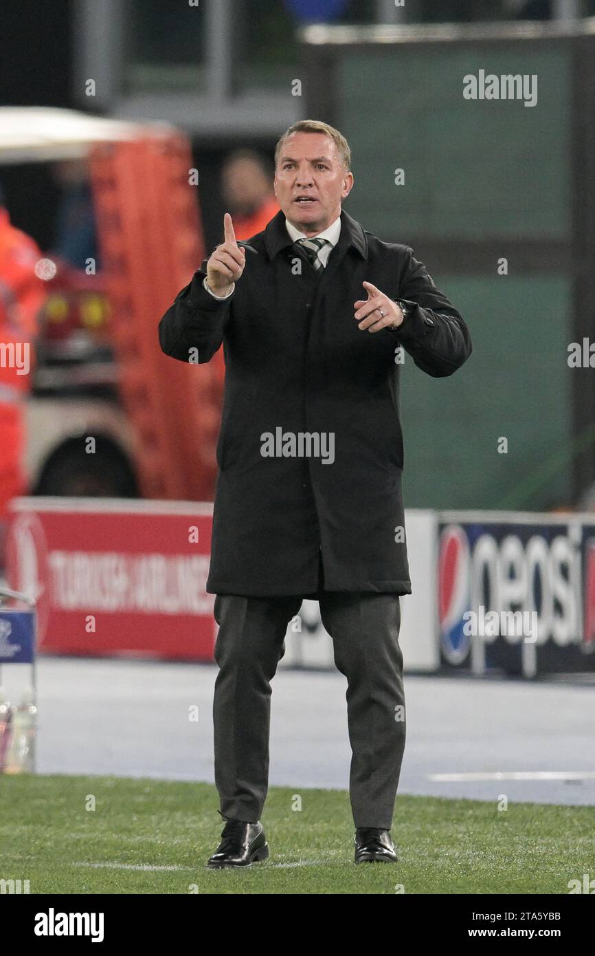 Rome, Italy, 28 Nov, 2023 Celtic Trainer Brendan Rodgers during the ...