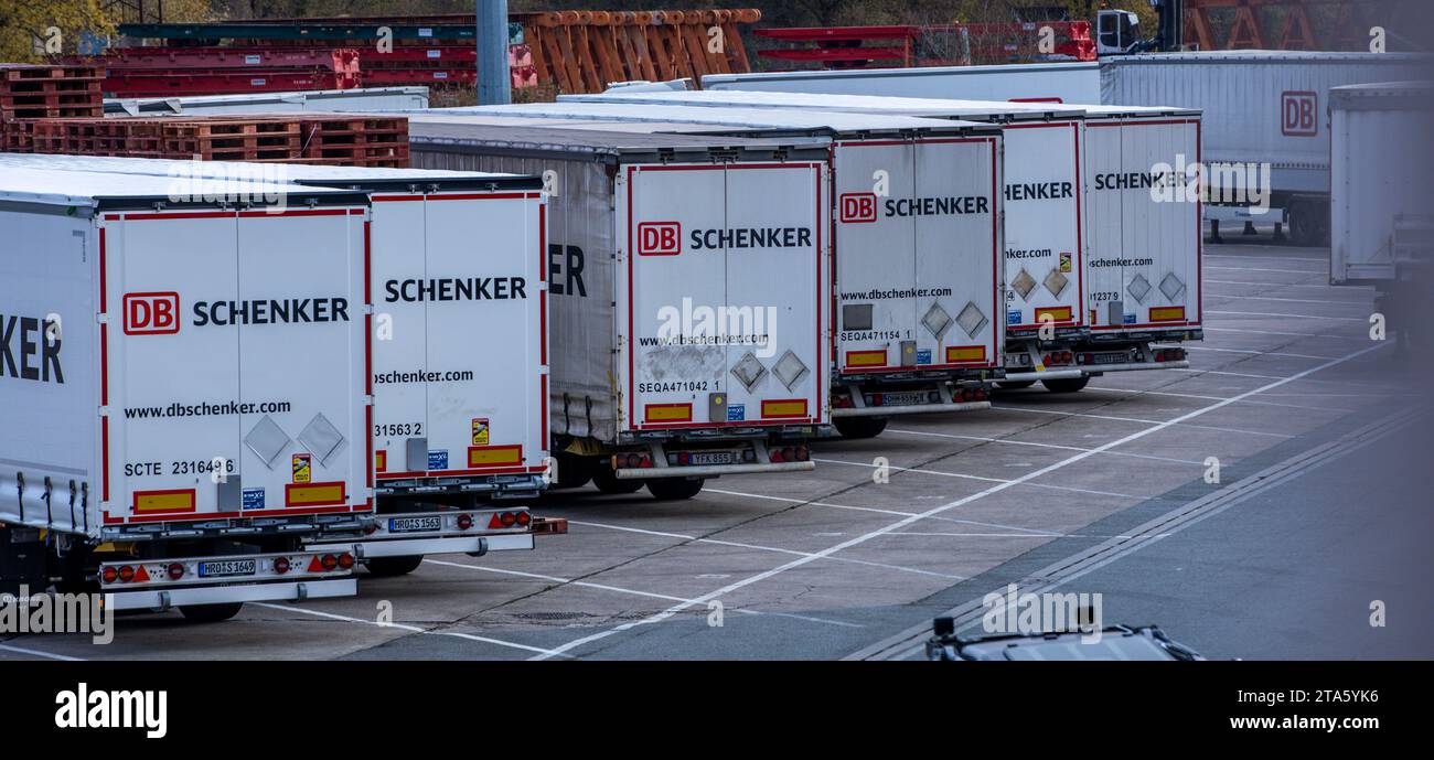 Rostock, Germany. 21st Nov, 2023. Trailers belonging to the logistics ...