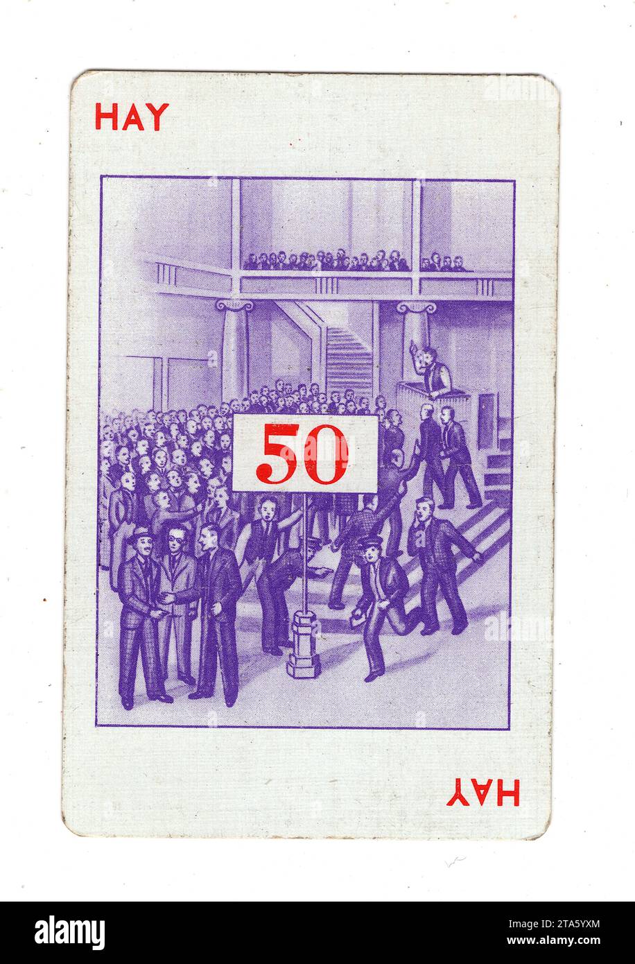 A hay card from the vintage game of PIT isolated on a white background ...