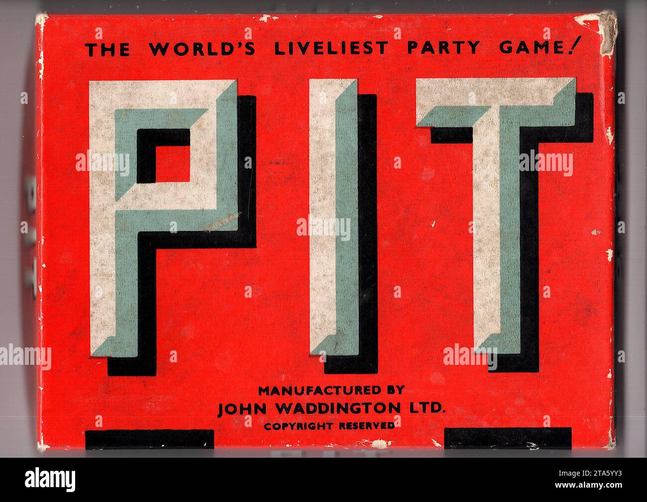 Front of the card box from the vintage game of PIT isolated on a white ...