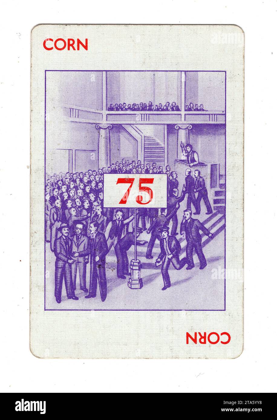 A corn card from the vintage game of PIT isolated on a white background ...
