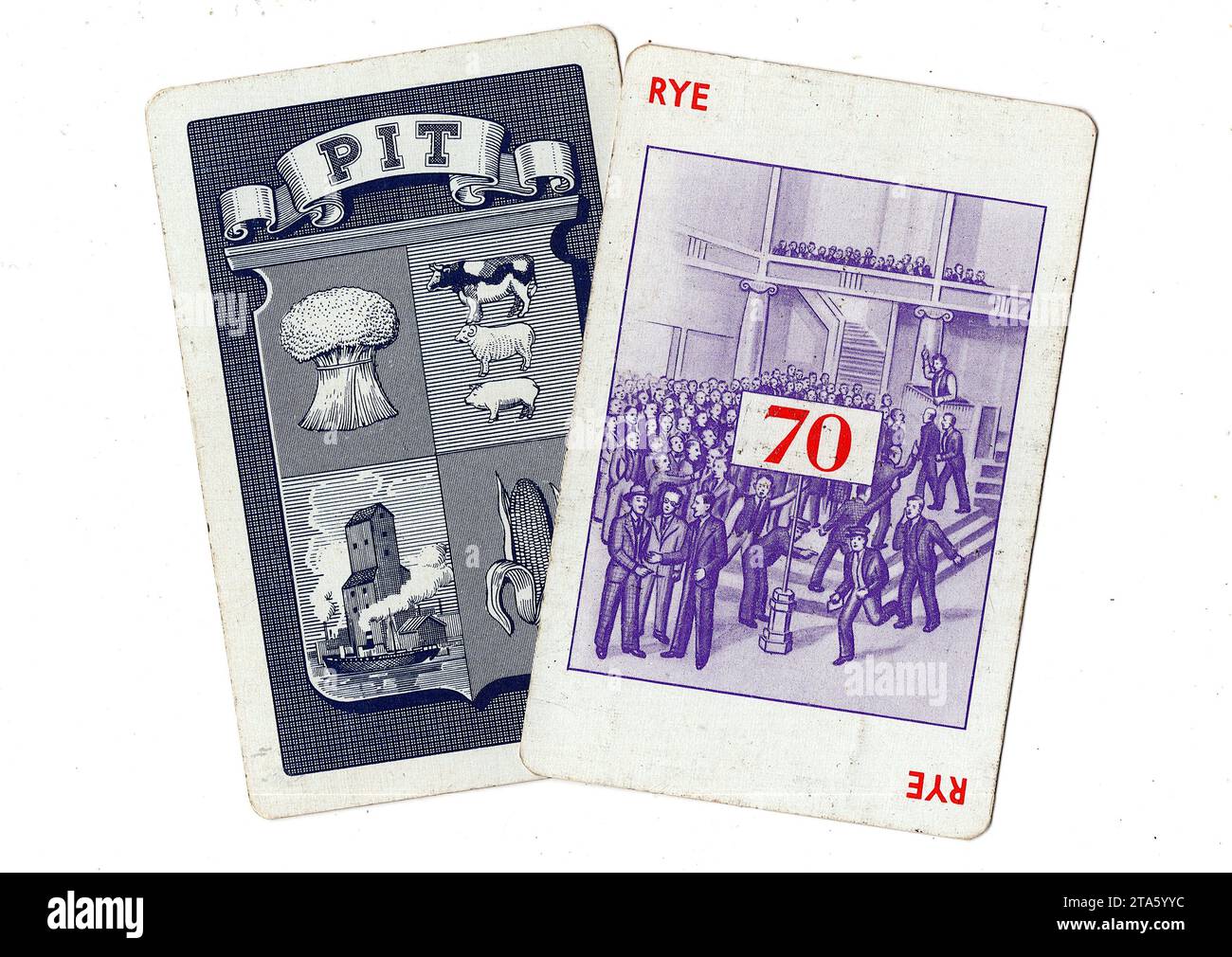 A pair of cards showing the front and back from the vintage game of PIT ...