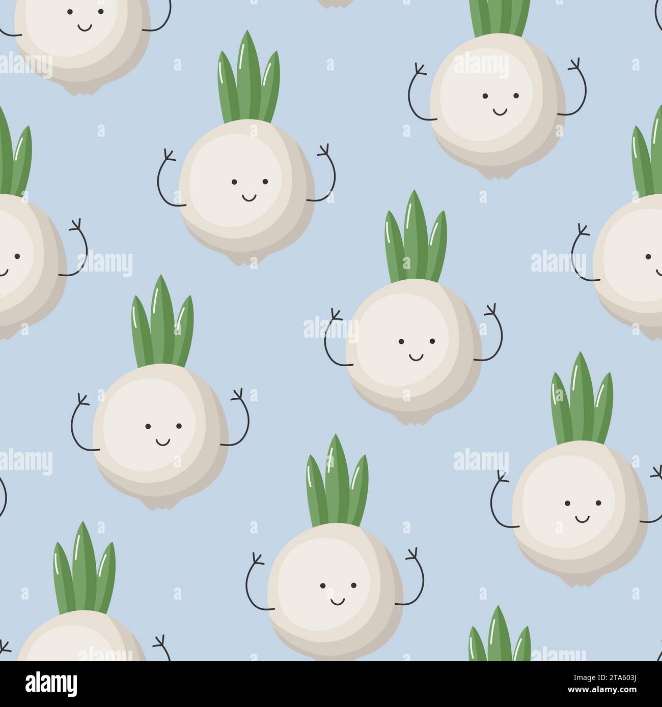 Vector Seamless Pattern with Cute Cartoon Funny Onions. Children ...