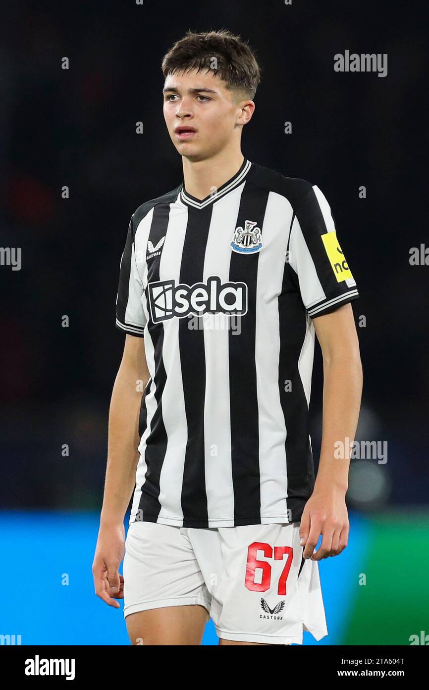 Paris, France. 28th Nov, 2023. Newcastle United midfielder Lewis Miley ...