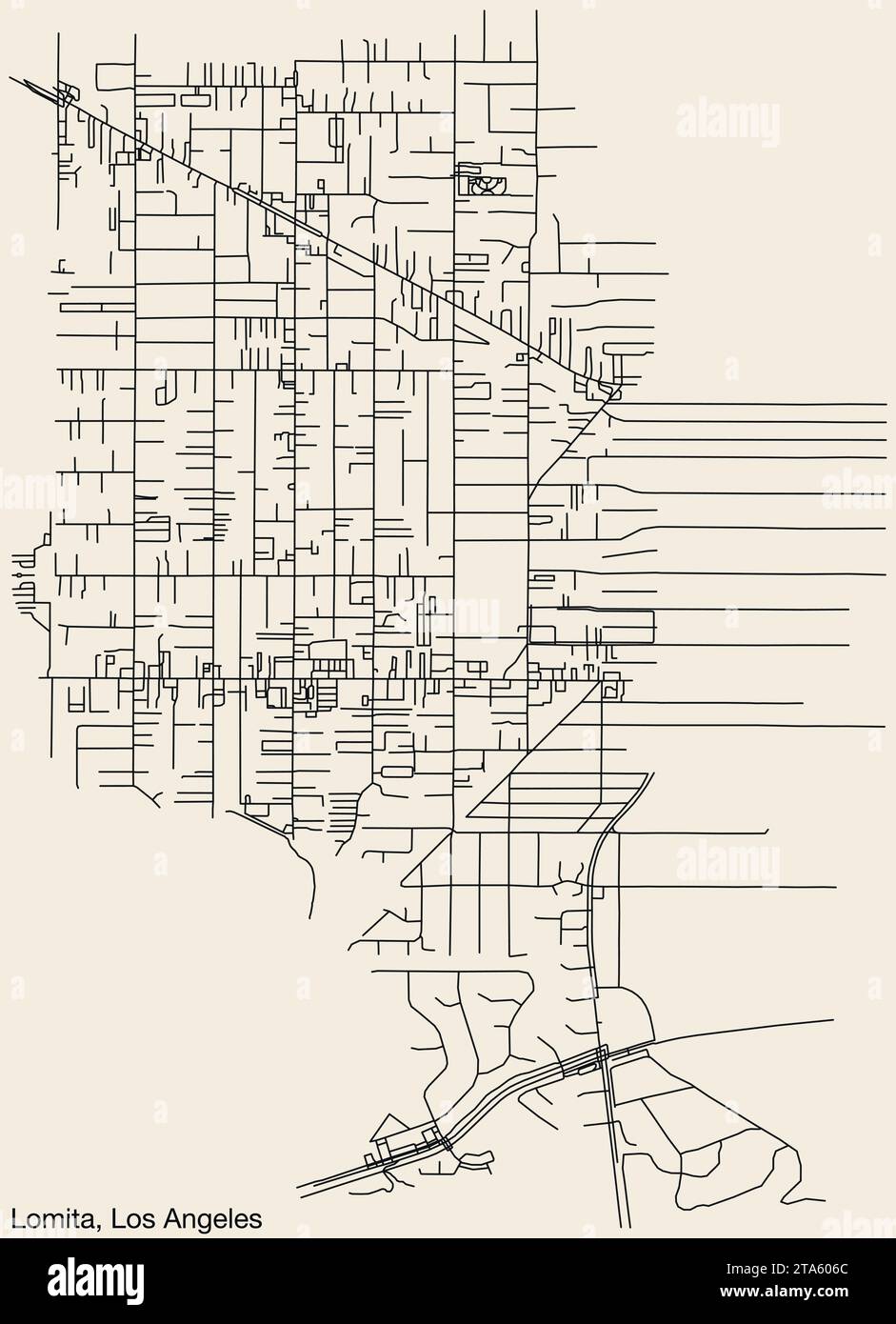 Street roads map of the CITY OF LOMITA, LOS ANGELES CITY COUNCIL Stock ...