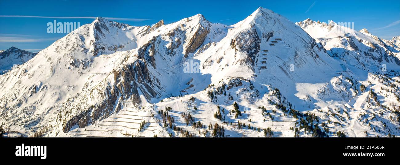 Obertauern, Salzburg area, Austria - Ski resort, hut, skiers and slope ...