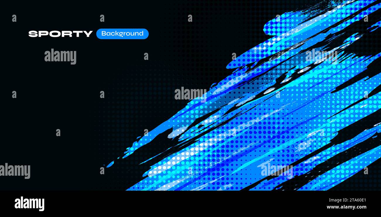 Abstract Blue Ocean Brush Background with Halftone Effect. Sport Banner ...