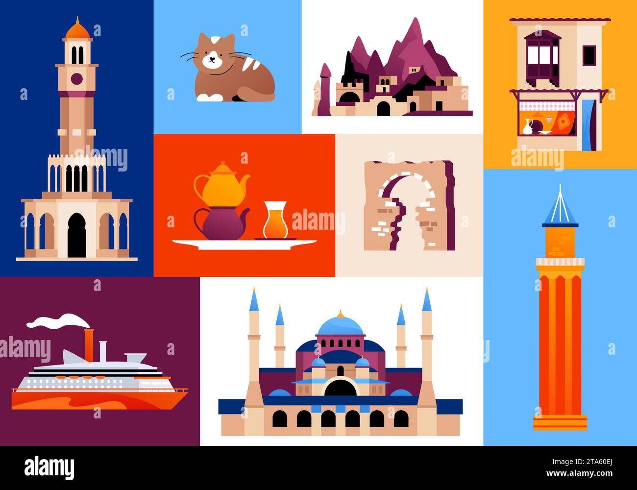 Memorable places of India - set of flat design style illustrations ...