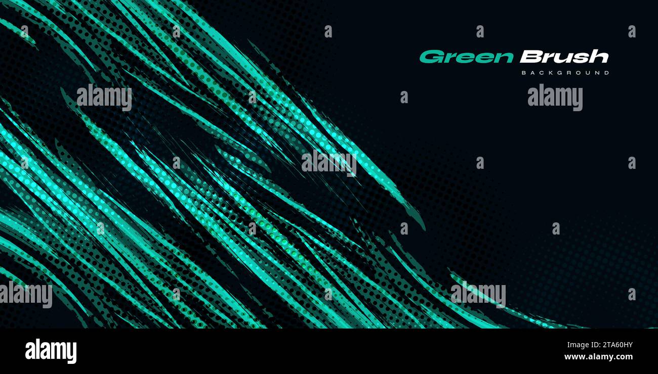 Abstract Green Brush Background with Halftone Effect. Sport Banner ...