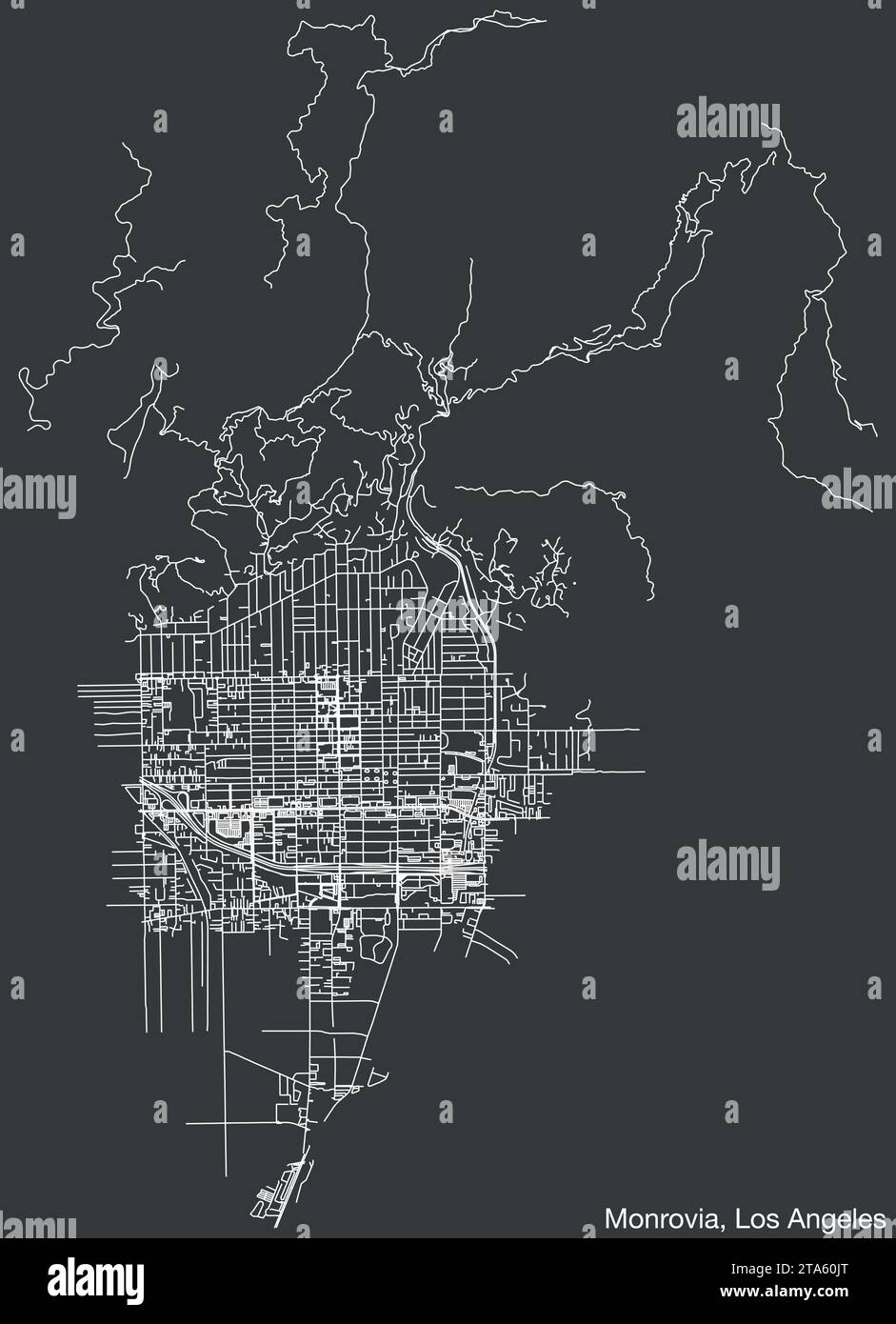 Street roads map of the CITY OF MONROVIA, LOS ANGELES CITY COUNCIL ...