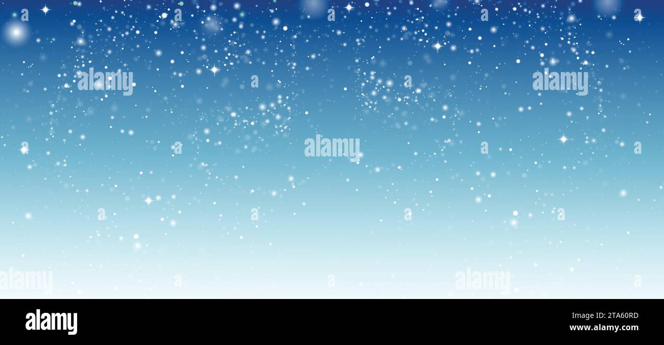 Winter dust ice particles. Snowfall weather white blue background. Snow ...